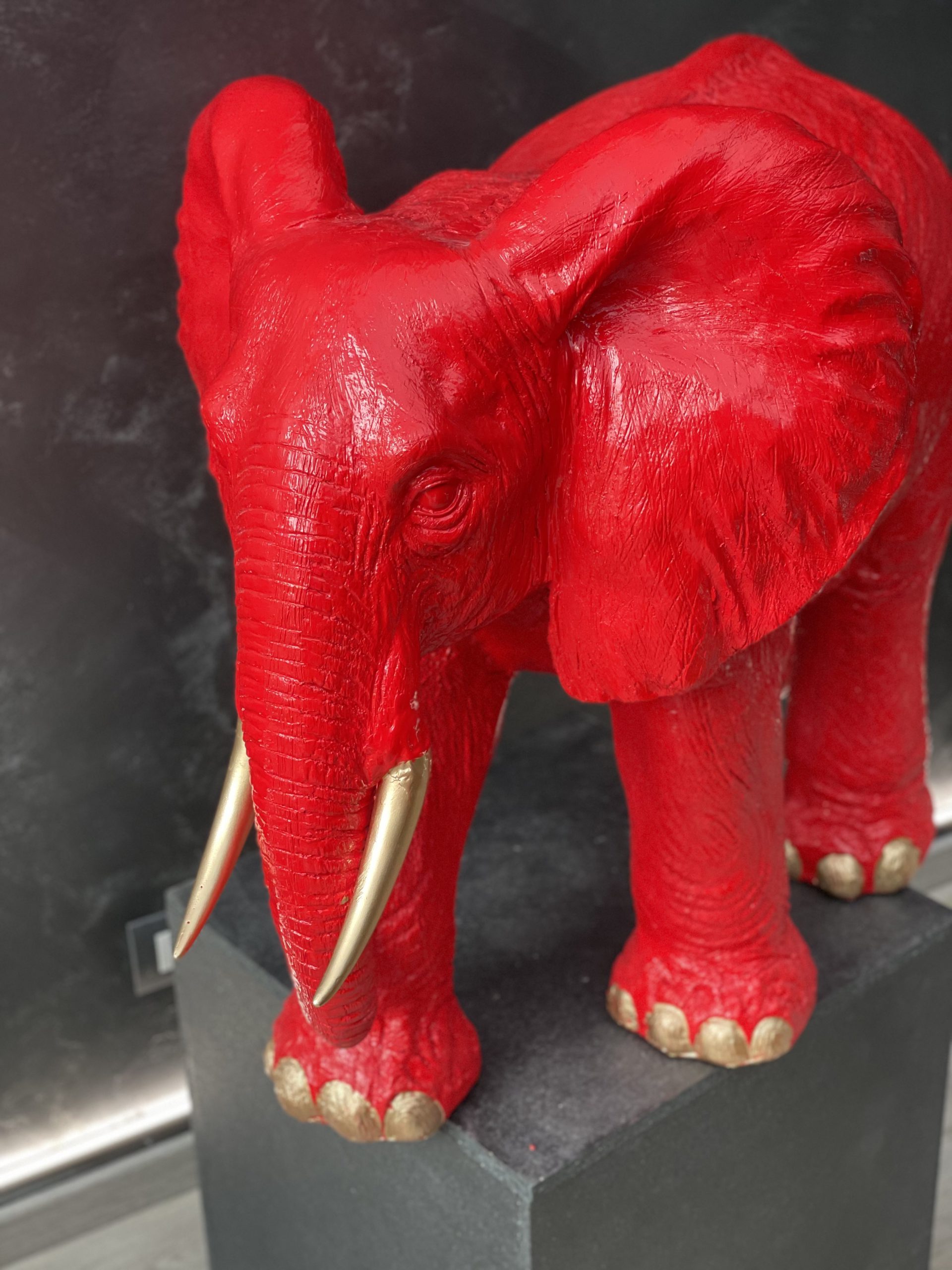 Vendita Elefante Rosso Oro 100cm - Oggetto di design in vetroresina